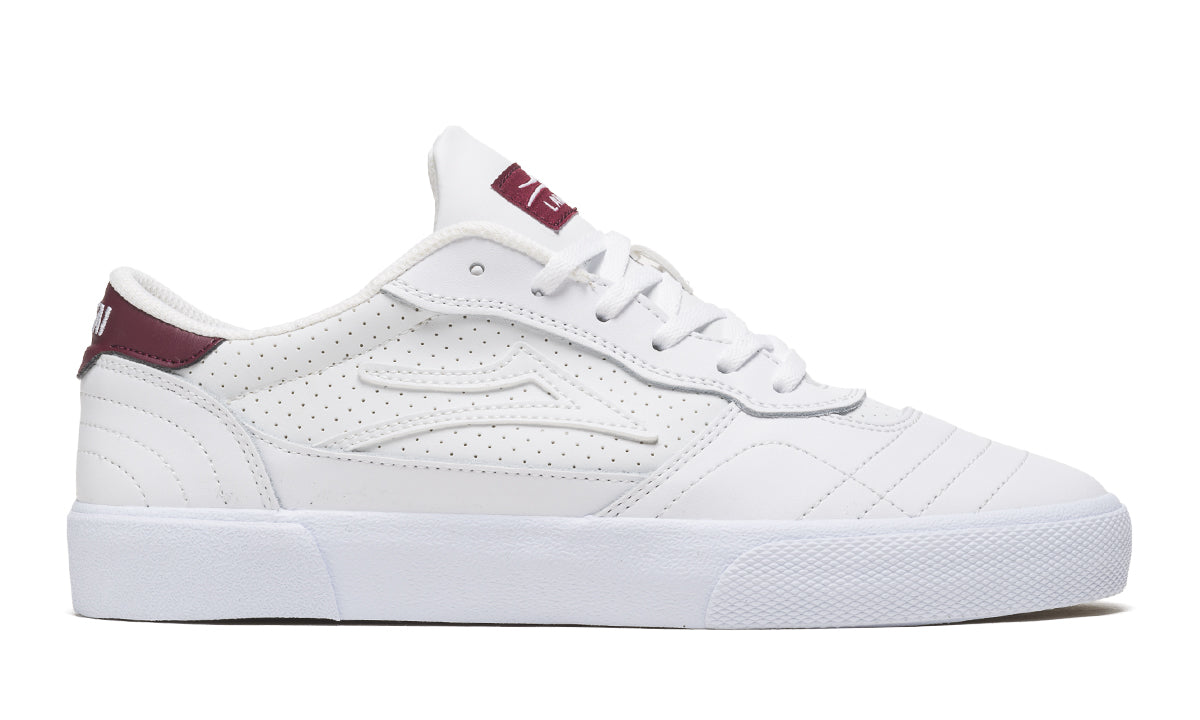 Lakai Cambridge Leather Skate Shoes - White/Burgundy