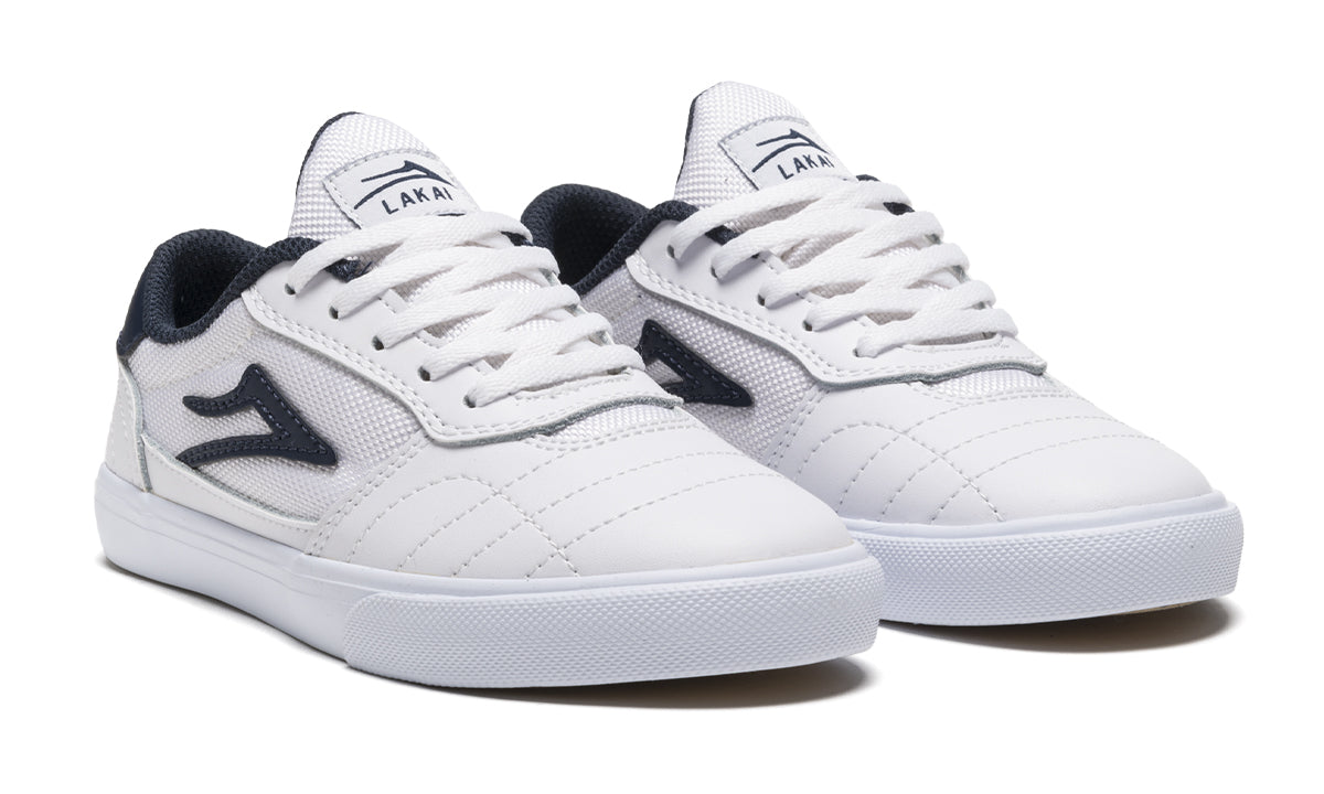 Lakai Cambridge Kids White Navy Leather Skateboarding Shoes