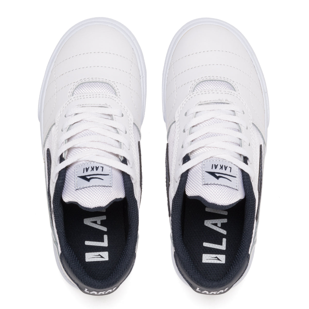 Lakai Cambridge Kids White Navy Leather Skateboarding Shoes
