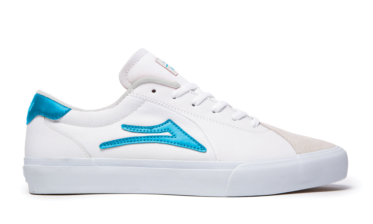 Lakai Flaco 2 Leather Skate Shoes - White/Cyan