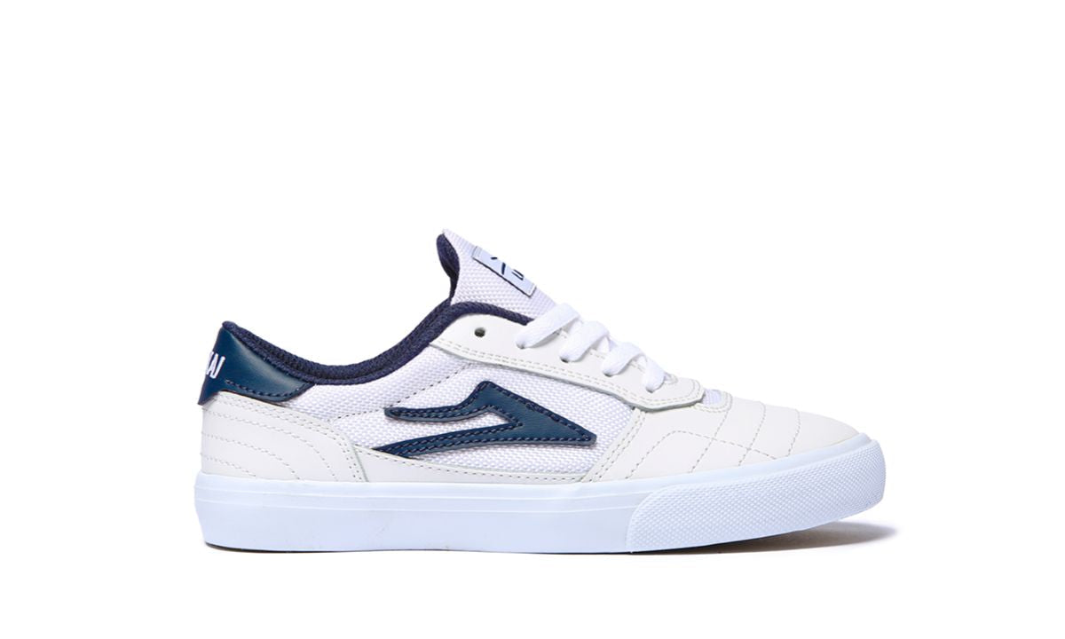 Lakai Cambridge Kids White Navy Leather Skateboarding Shoes