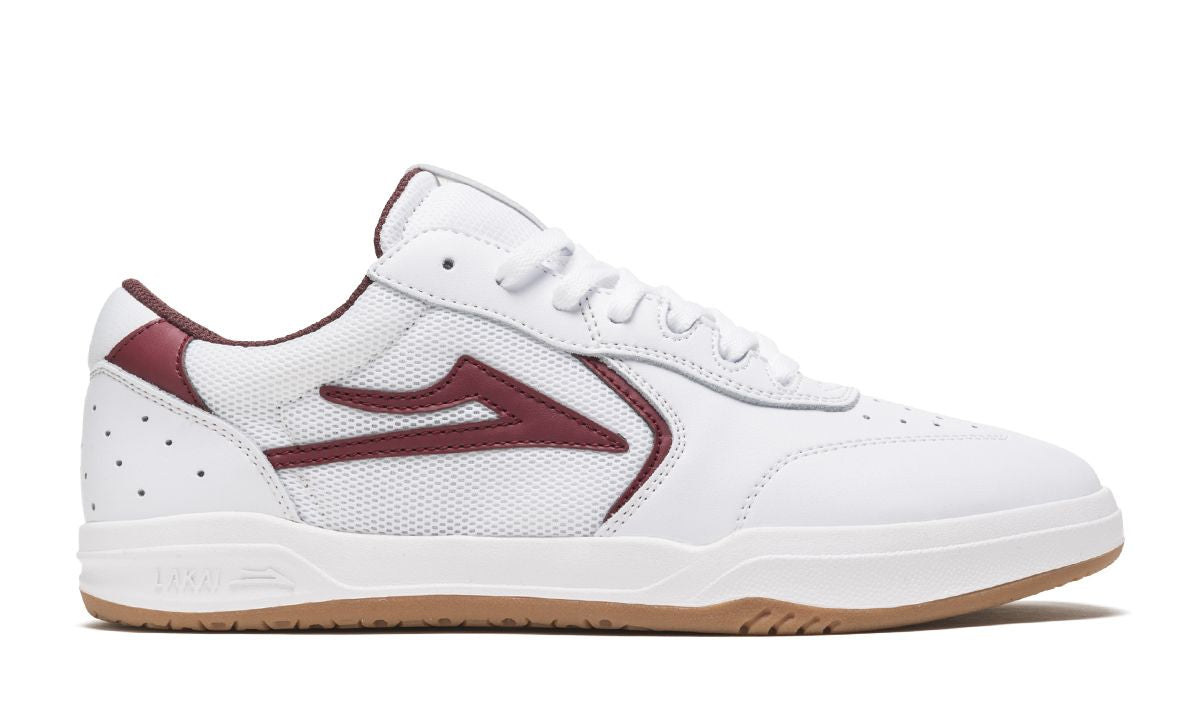 Lakai Atlantic Leather Skate Shoes - White/Burgundy
